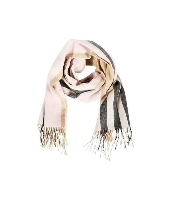 Burberry Striped Fringed Scarf - Pink