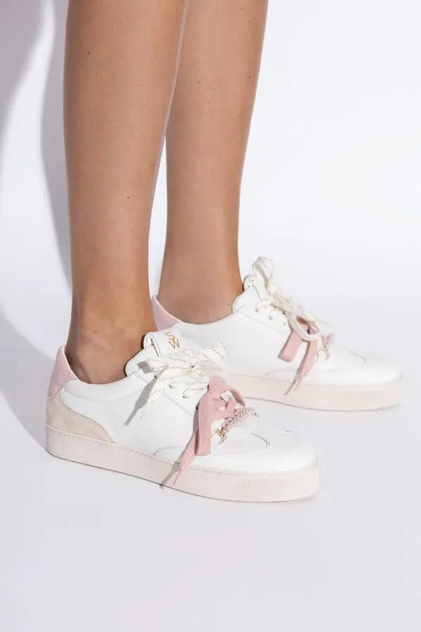 STUART WEITZMAN Round Toe Lace-up Sneakers With Embellished Detailing