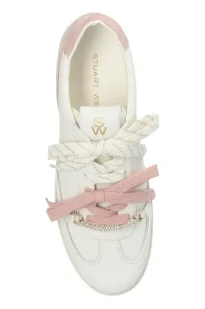 STUART WEITZMAN Round Toe Lace-up Sneakers With Embellished Detailing