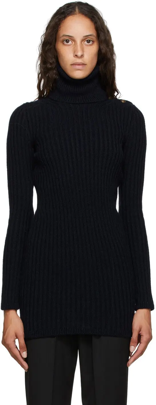 Saint Laurent Ribbed Fold-over Collar Jumper