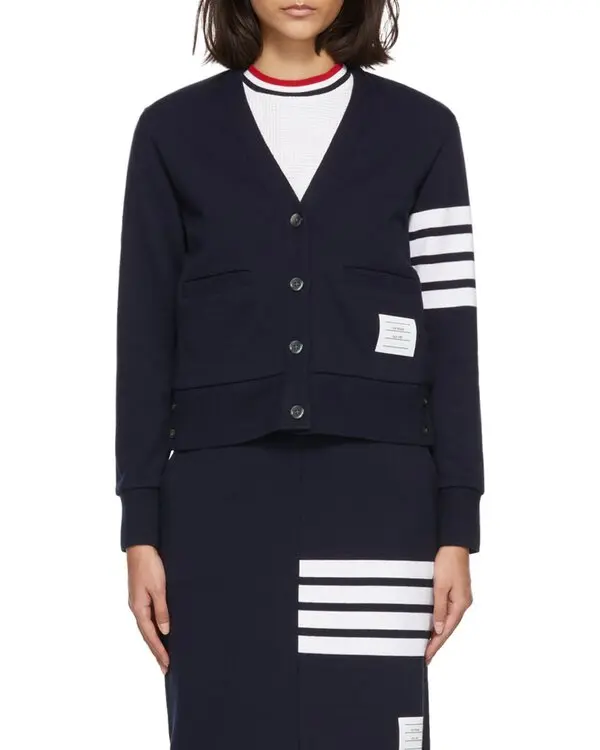 Thom Browne Four-striped Sleeve V-neck Cardigan