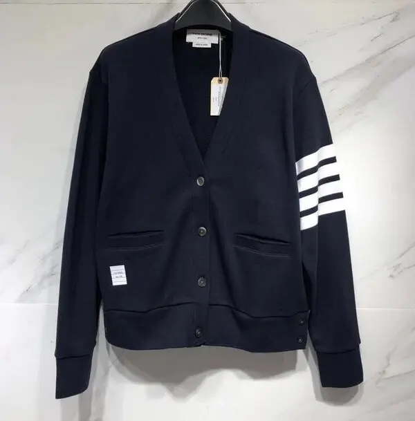 Thom Browne Four-striped Sleeve V-neck Cardigan