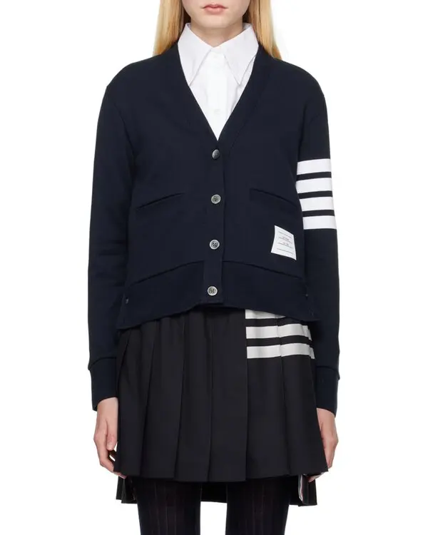 Thom Browne Four-striped Sleeve V-neck Cardigan