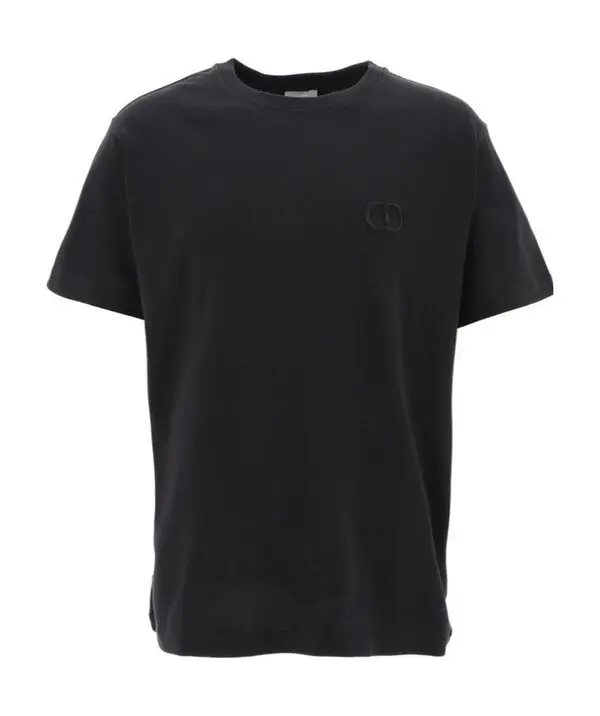 Dior Logo Embroidered Crewneck T-shirt - Black