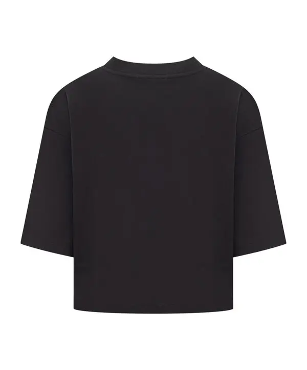 Marni Logo Printed Crewneck Cropped T-shirt - Black