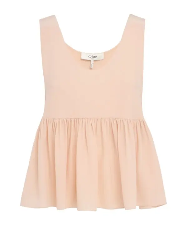 Chloé Silk Crepe De Chine Ruffle Hem Top
