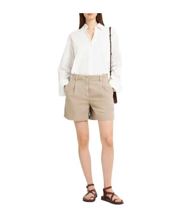 Brunello Cucinelli Cotton Blend Bermuda Shorts - Nude