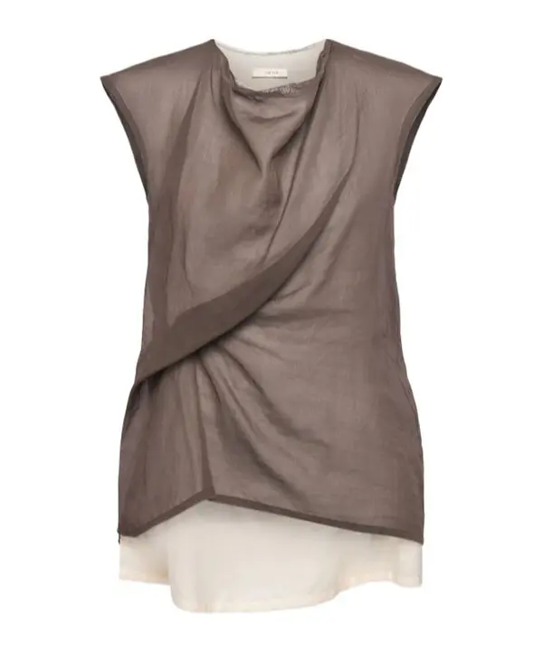 THE ROW Inawa Draped Cotton Organza Top - Brown