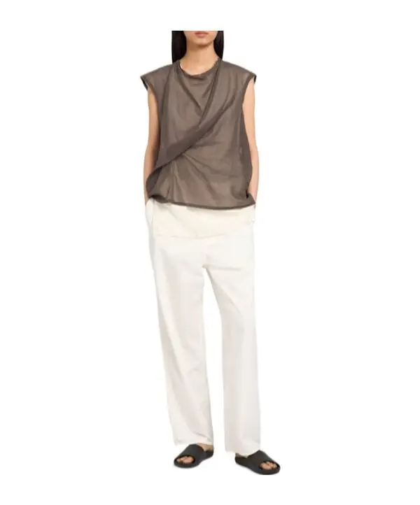 THE ROW Inawa Draped Cotton Organza Top - Brown