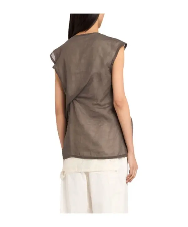 THE ROW Inawa Draped Cotton Organza Top - Brown