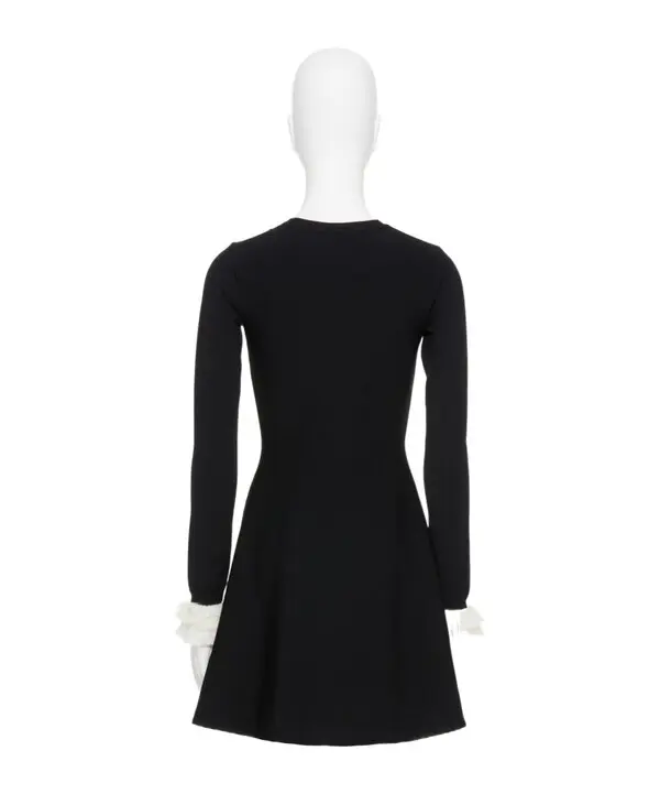 Valentino Garavani Crewneck Long Sleeve Dress With Flared Hem