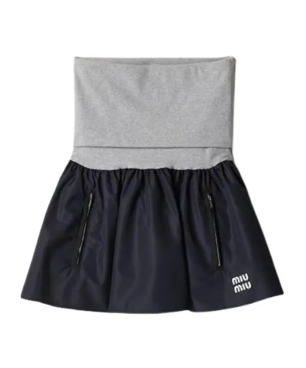 Miu Miu Strapless Mini Skirt With Zippered Pockets - Blue/grey
