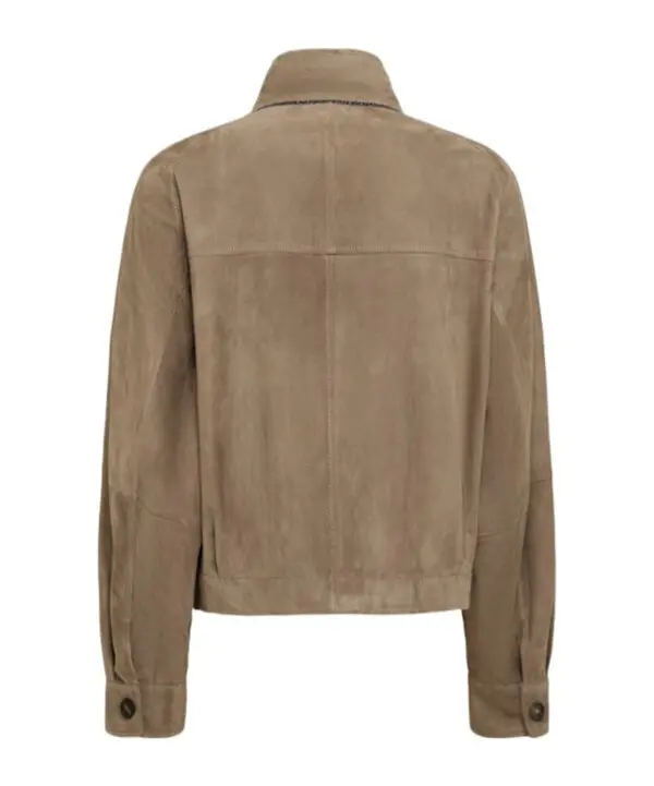 Brunello Cucinelli Suede Leather Jacket With Button Cuffs