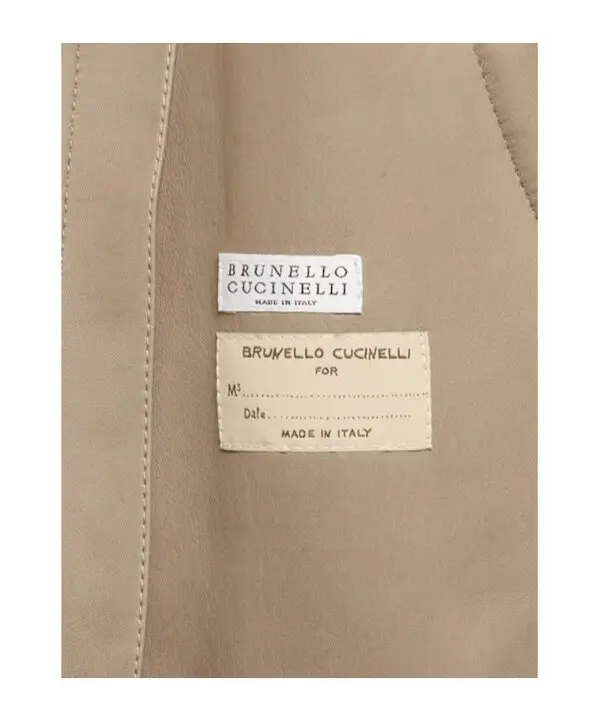 Brunello Cucinelli Suede Leather Jacket With Button Cuffs