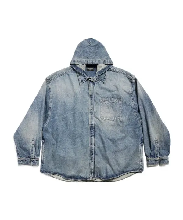 Balenciaga Collared Long-sleeve Denim Shirt