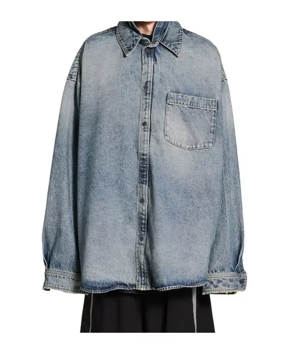 Balenciaga Collared Long-sleeve Denim Shirt