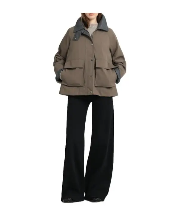 Brunello Cucinelli Cotton Blend Canvas Jacket With Snap Button And Concealed Zip Closure - Green