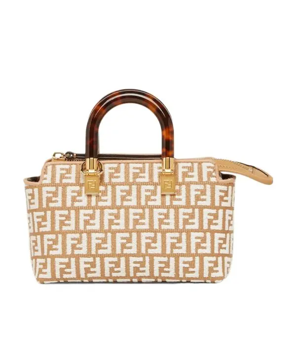 Fendi Small Raffia Boston Bag With Ff Motif