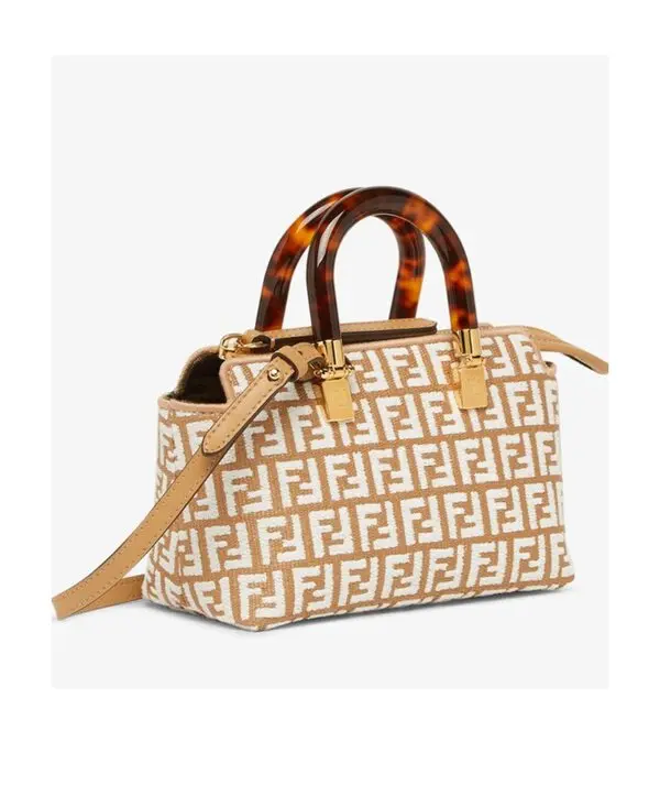 Fendi Small Raffia Boston Bag With Ff Motif