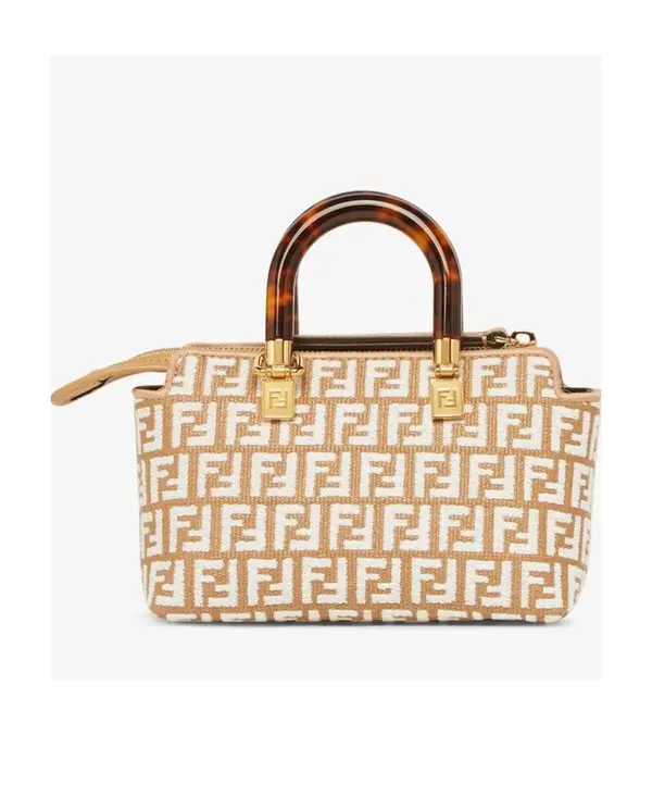 Fendi Small Raffia Boston Bag With Ff Motif
