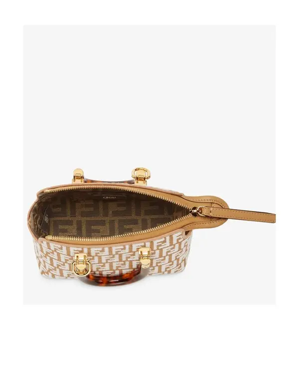 Fendi Small Raffia Boston Bag With Ff Motif