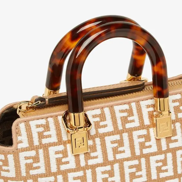 Fendi Small Raffia Boston Bag With Ff Motif