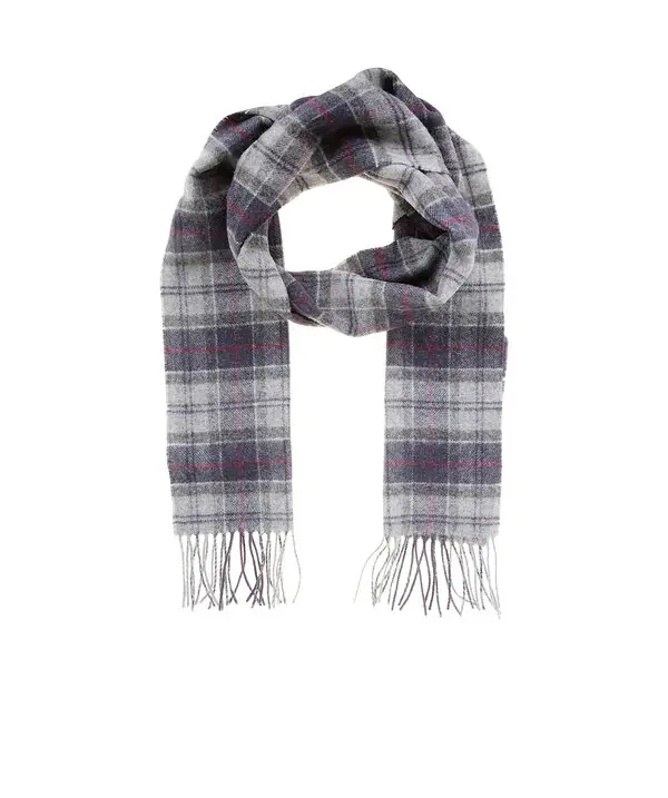Barbour Tartan Checked Fringed Scarf - Blue Granite
