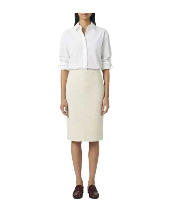THE ROW Malva Wool Blend Midi Skirt - White