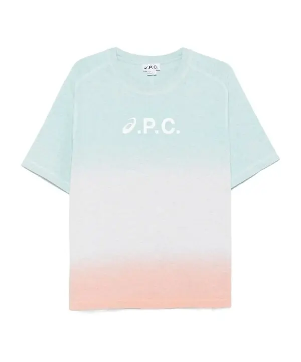 A.p.c. X Asics Logo Printed Gradient T-shirt - Blue