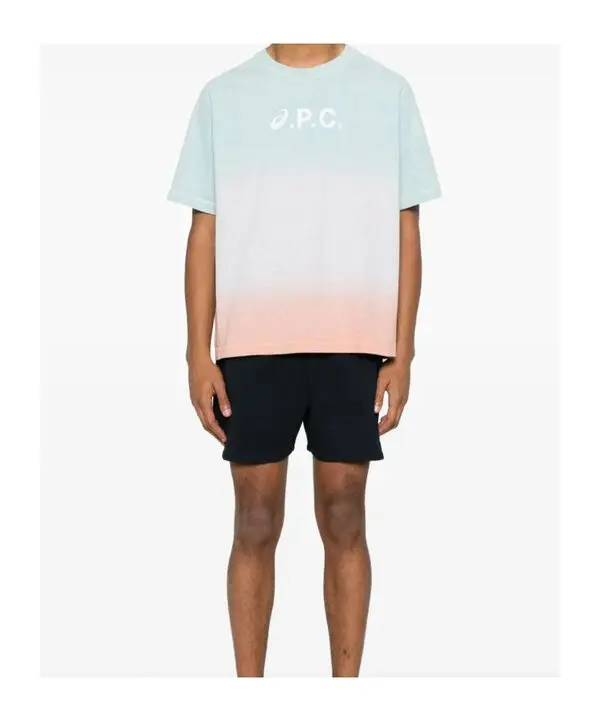 A.p.c. X Asics Logo Printed Gradient T-shirt - Blue