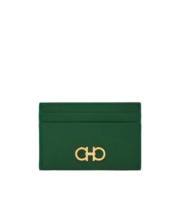 FERRAGAMO Gancini Credit Card Holder - Forest Green
