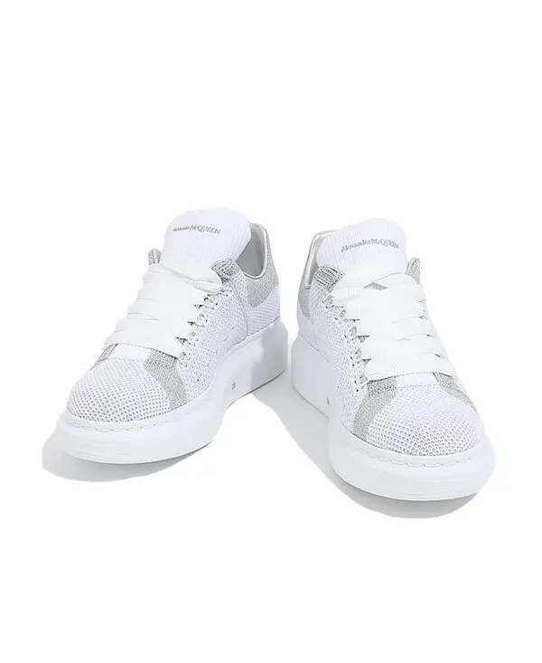 Alexander McQueen Round Toe Lace Up Knit Sneakers