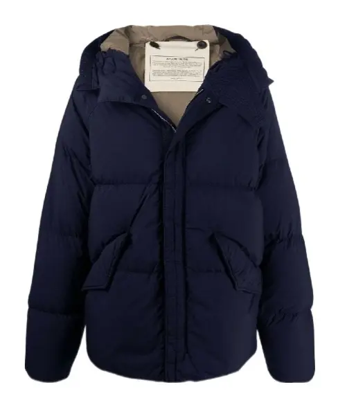 TEN C Concealed Hooded Puffer Jacket With Zip Closure And Pockets