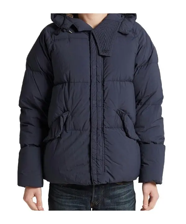 TEN C Concealed Hooded Puffer Jacket With Zip Closure And Pockets