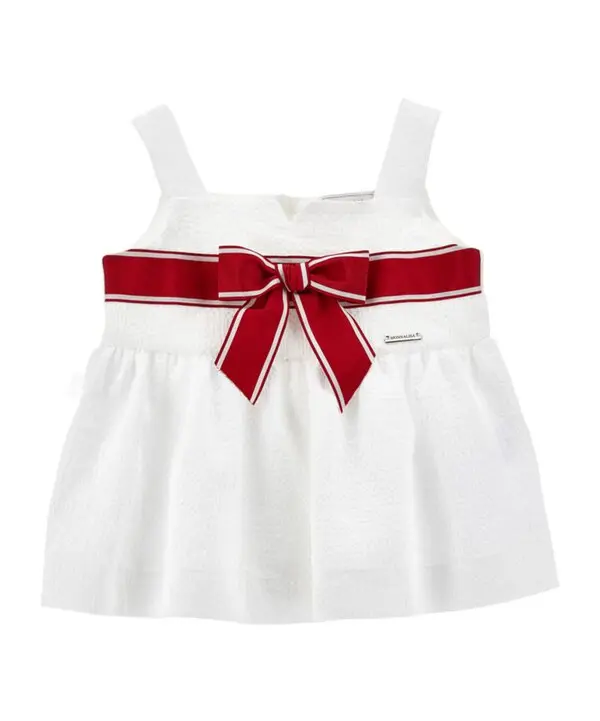 Monnalisa Square Neck Top With Bow Detail
