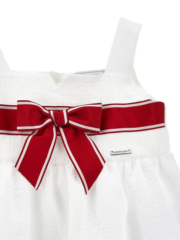 Monnalisa Square Neck Top With Bow Detail