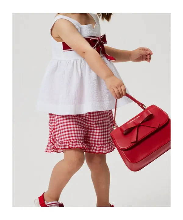 Monnalisa Square Neck Top With Bow Detail