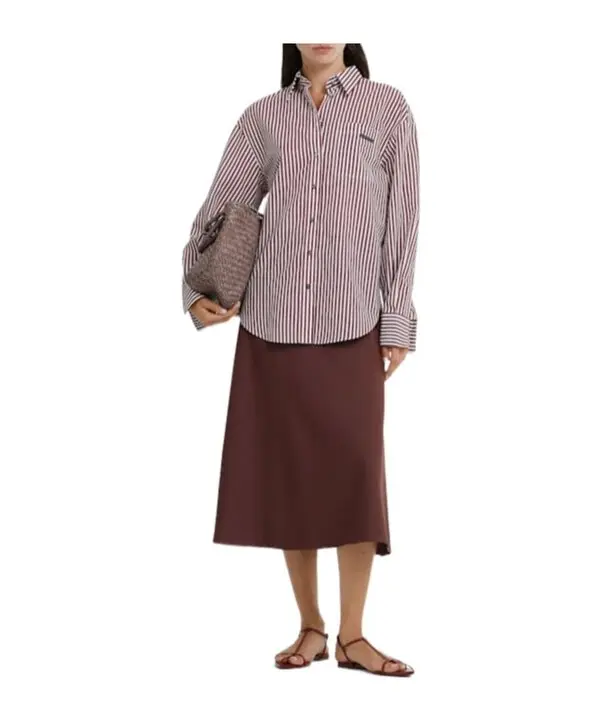 Brunello Cucinelli Wool Blend Midi Skirt - Red