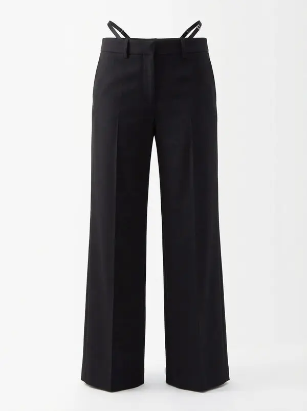 Gucci Front Pleated Trousers With Detachable Leather Detail