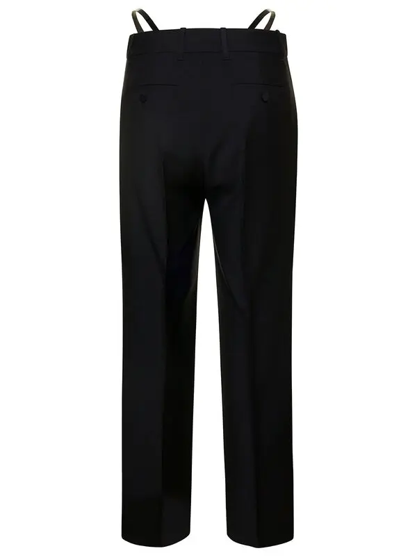 Gucci Front Pleated Trousers With Detachable Leather Detail