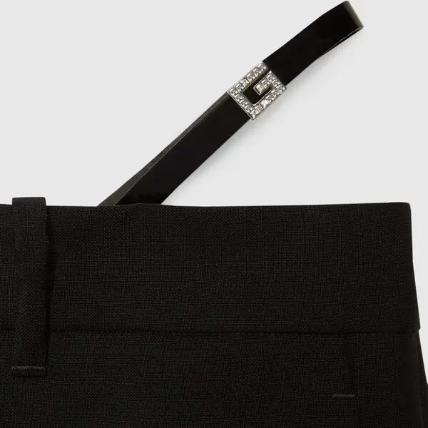 Gucci Front Pleated Trousers With Detachable Leather Detail
