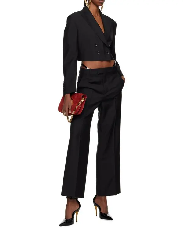 Gucci Front Pleated Trousers With Detachable Leather Detail