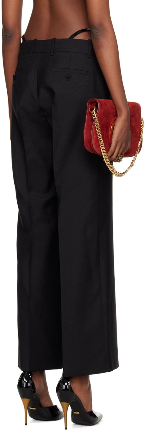 Gucci Front Pleated Trousers With Detachable Leather Detail