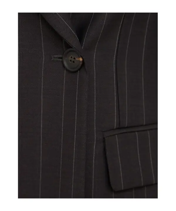 Brunello Cucinelli Pinstripe Wool Suit Blazer