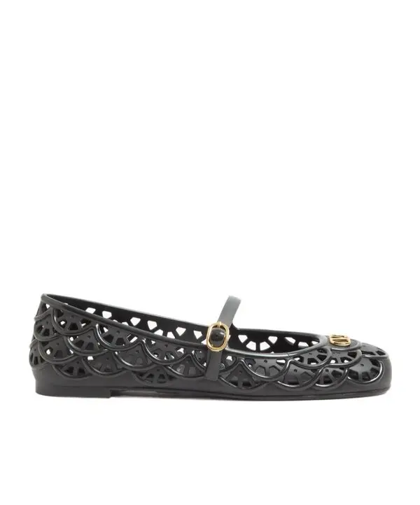 Valentino Garavani Ondette Rubber Ballerinas - Black