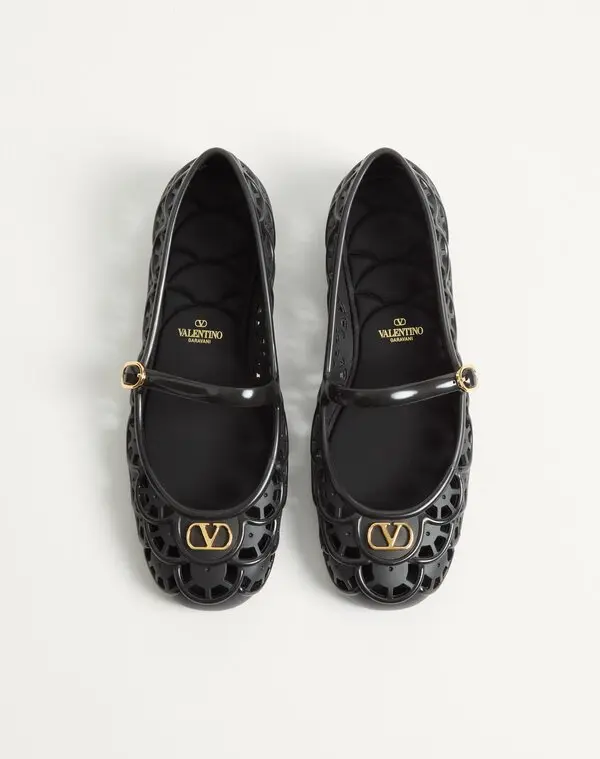 Valentino Garavani Ondette Rubber Ballerinas - Black