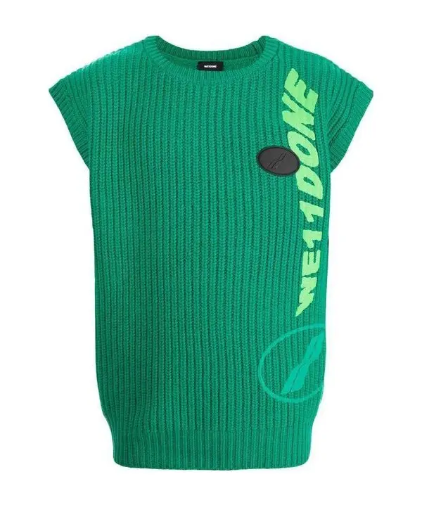 We11Done Ribbed Logo-knit Sleeveless Vest