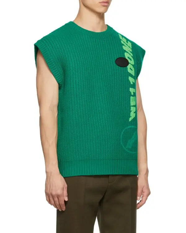 We11Done Ribbed Logo-knit Sleeveless Vest