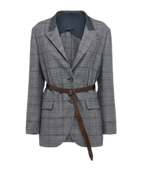 Brunello Cucinelli Prince Of Wales Checked Wool Blazer