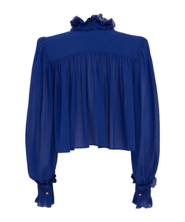 Chloé Silk Blend Georgette Shirt With Ruffled Trim